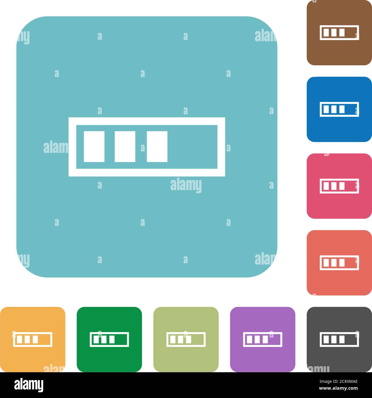 Flat progressbar icons on rounded square color backgrounds Stock Vector ...