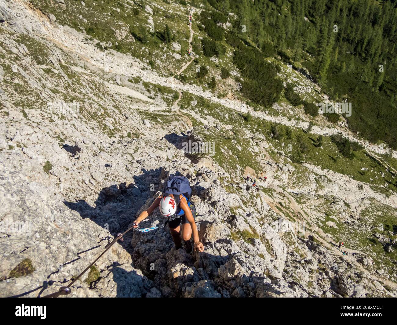 Climbing on the Pisciadu via ferrata of the Sella group in the ...