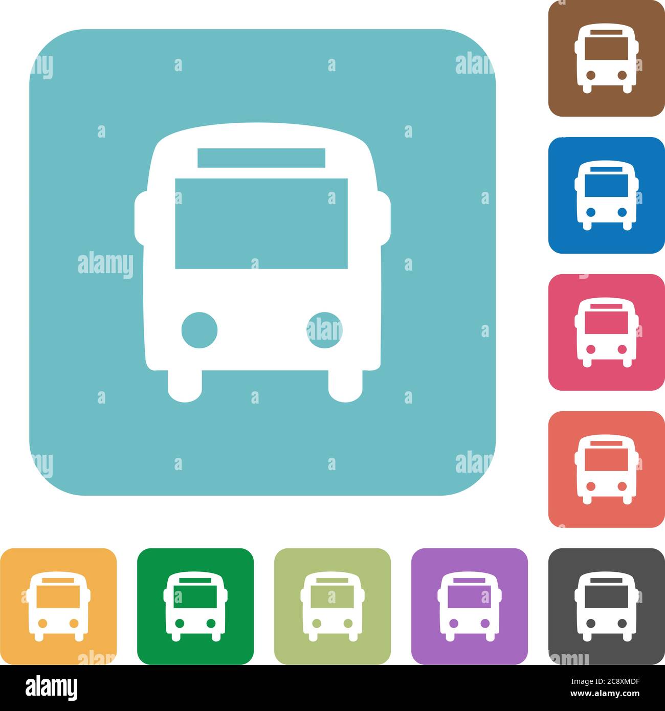Flat bus icons on rounded square color backgrounds Stock Vector Image ...