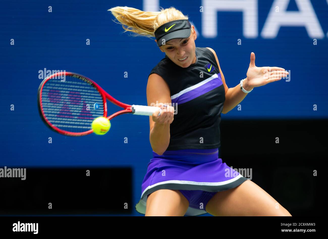 Donna Vekic of Croatia in action during her quarter-final match at the ...