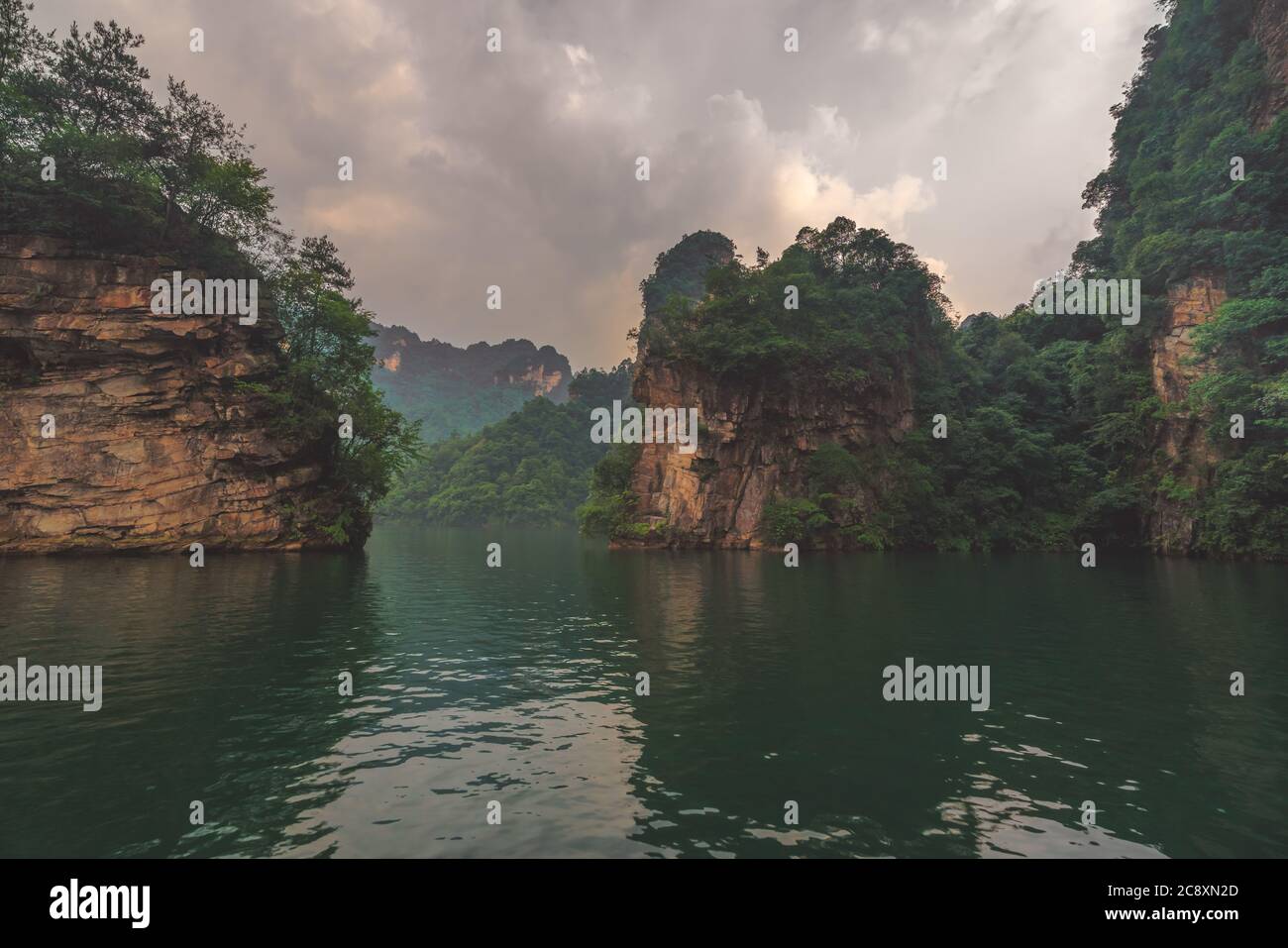 Stunningly beautiful karst landscape surrounding the Baofeng Lake ...