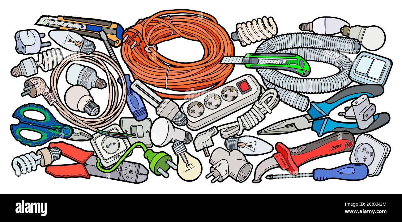 Cartoon doodle electrical instruments illustration Stock Vector Image ...
