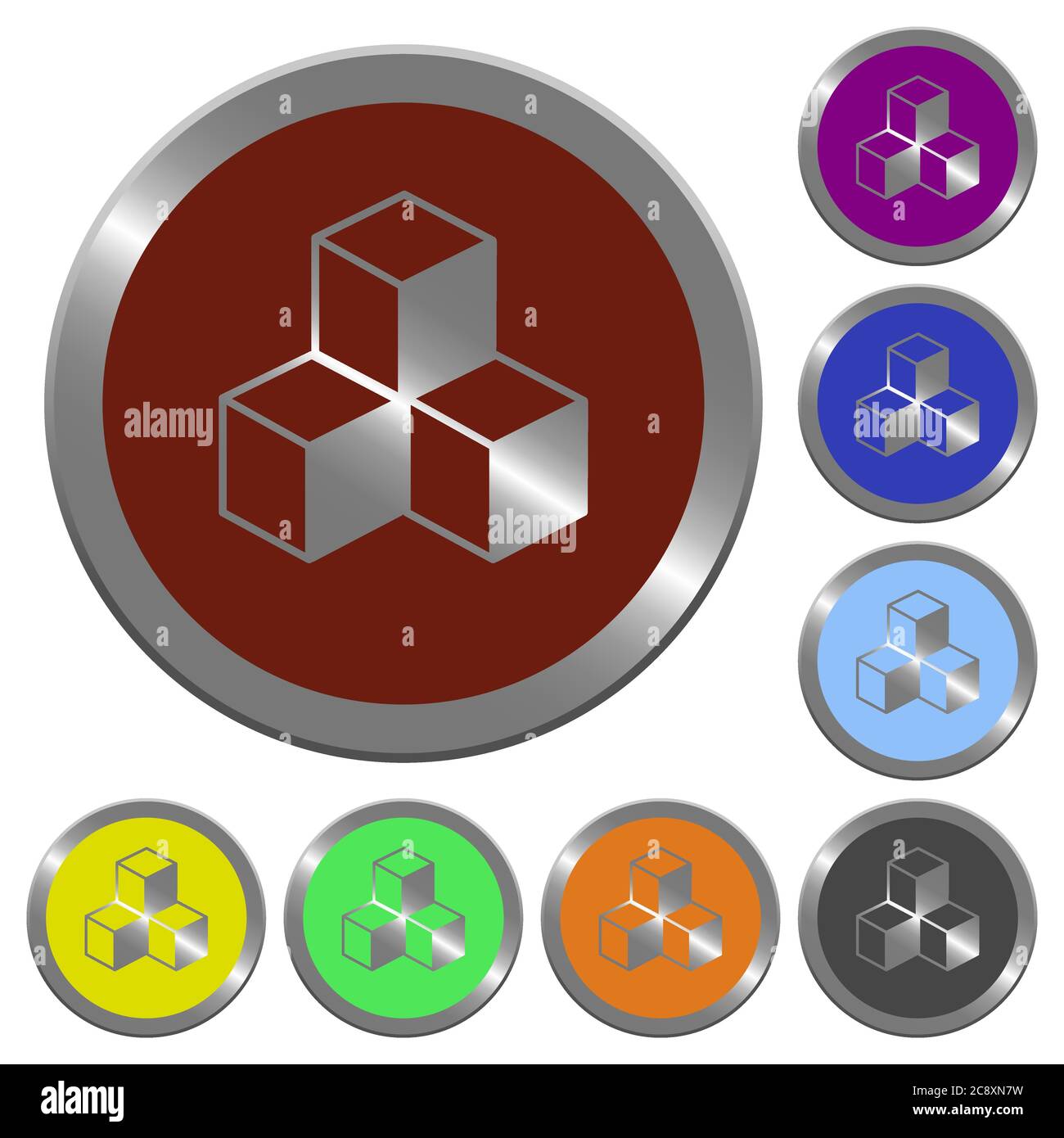 Set of color glossy coin-like cubes buttons Stock Vector Image & Art - Alamy