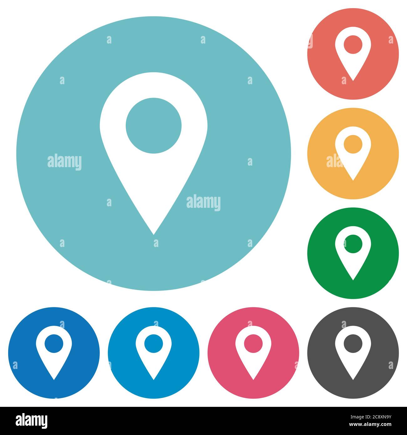 Location pin flat white icons on round color background Stock Vector ...