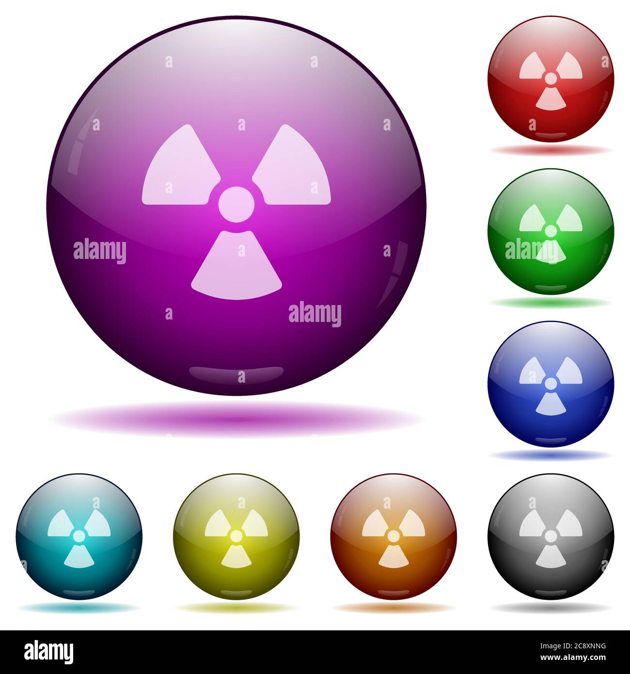 Set of color radiation glass sphere buttons with shadows Stock Vector ...