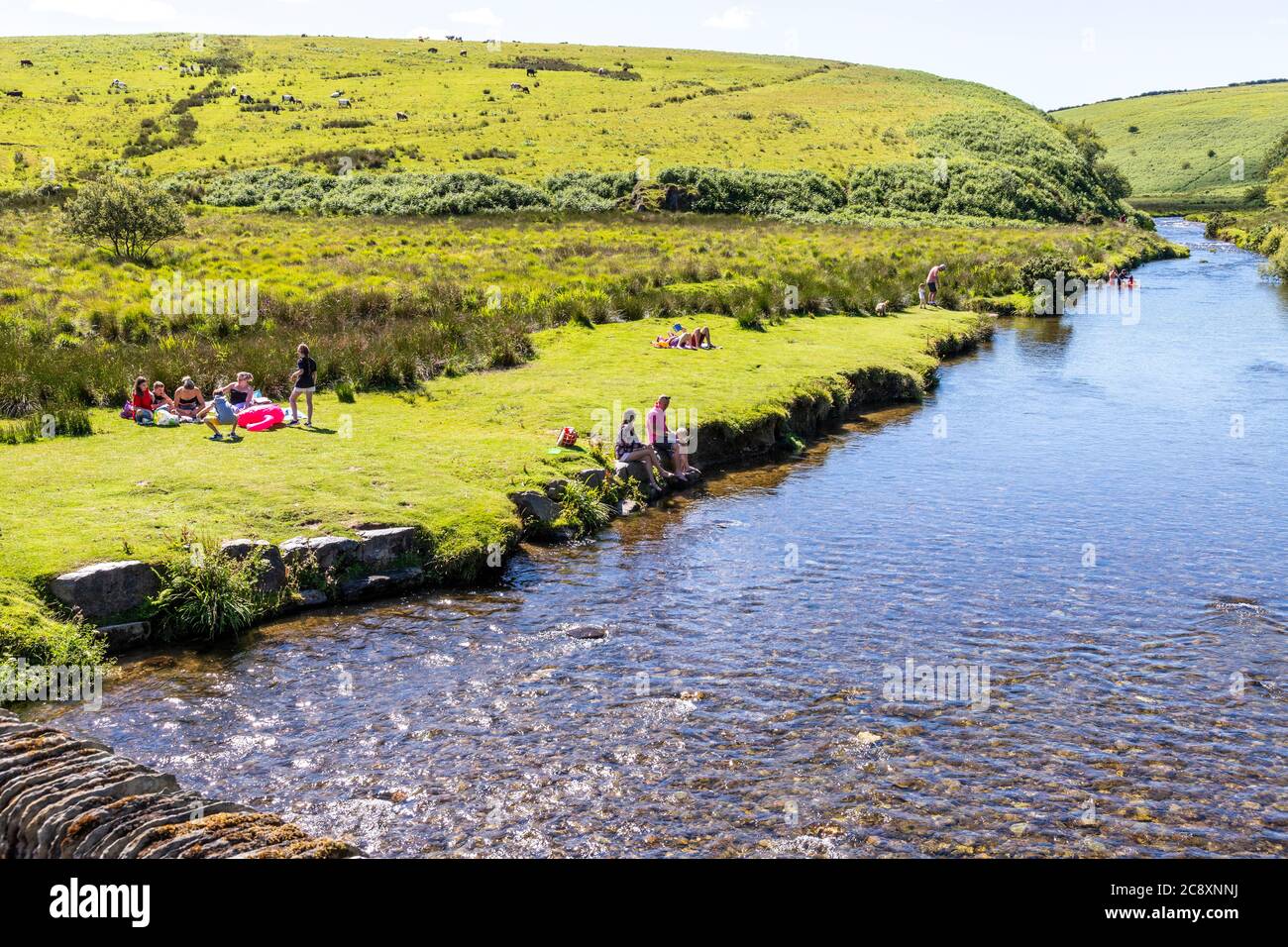 A sunny Saturday summer afternoon on Exmoor National Park beside the ...