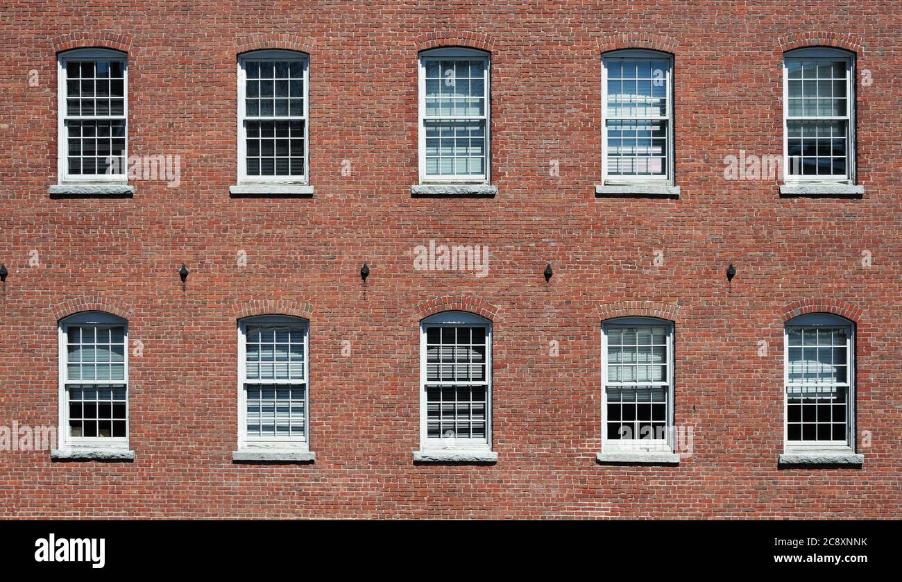facade view of brick wall and window of old factory building Stock ...