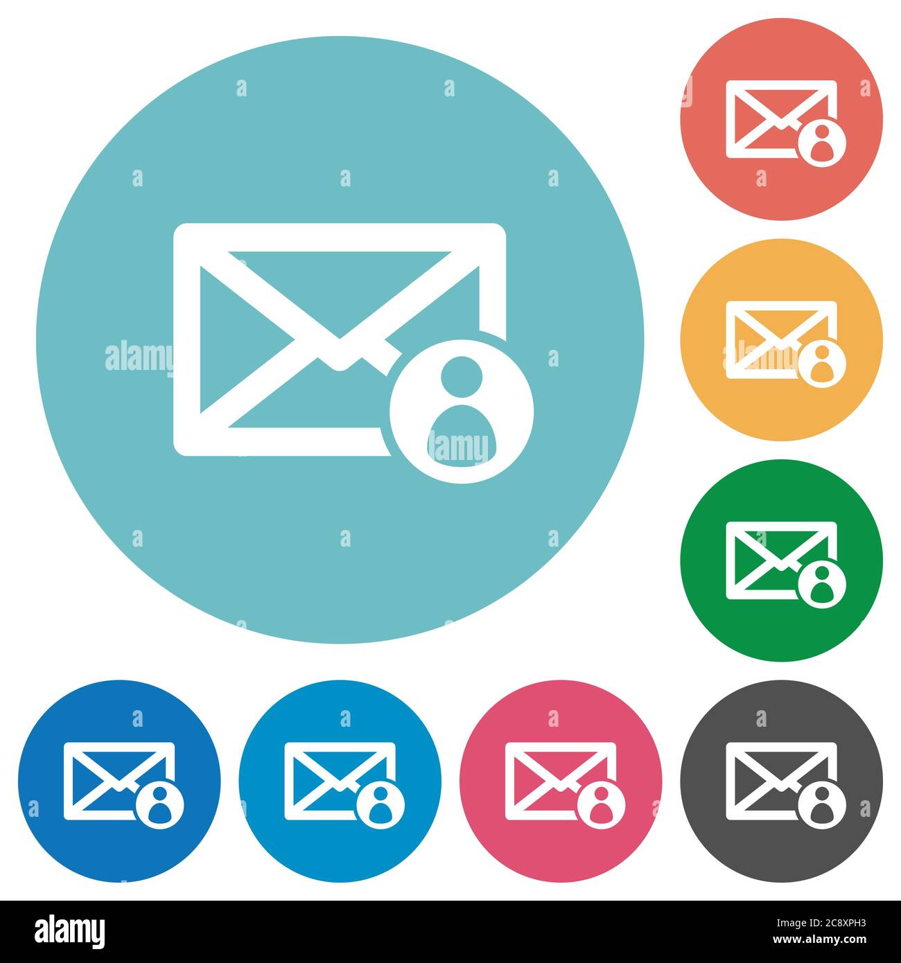 Flat mail sender icon set on round color background Stock Vector Image ...