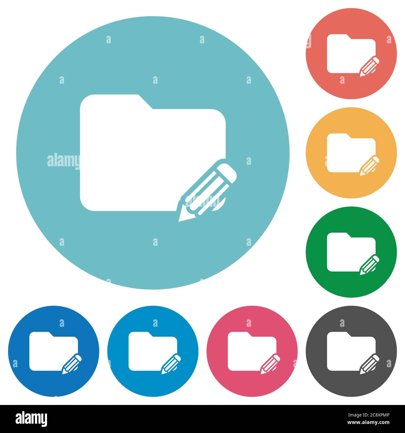 Flat edit folder icon set on round color background Stock Vector Image ...