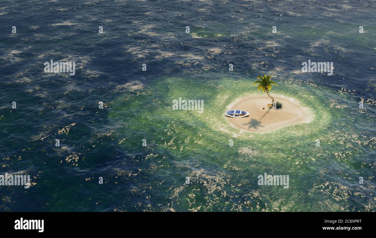Uninhabited desert island palm trees hi-res stock photography and ...