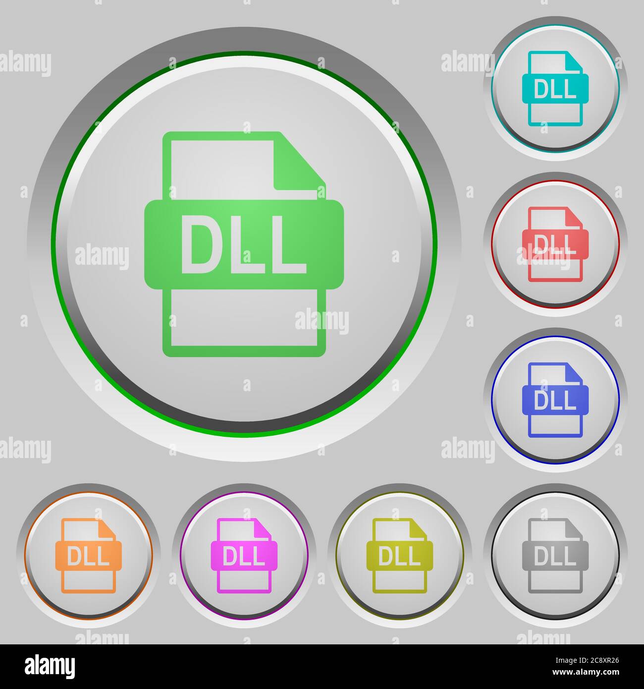 Set of color DLL file format sunk push buttons Stock Vector Image & Art - Alamy