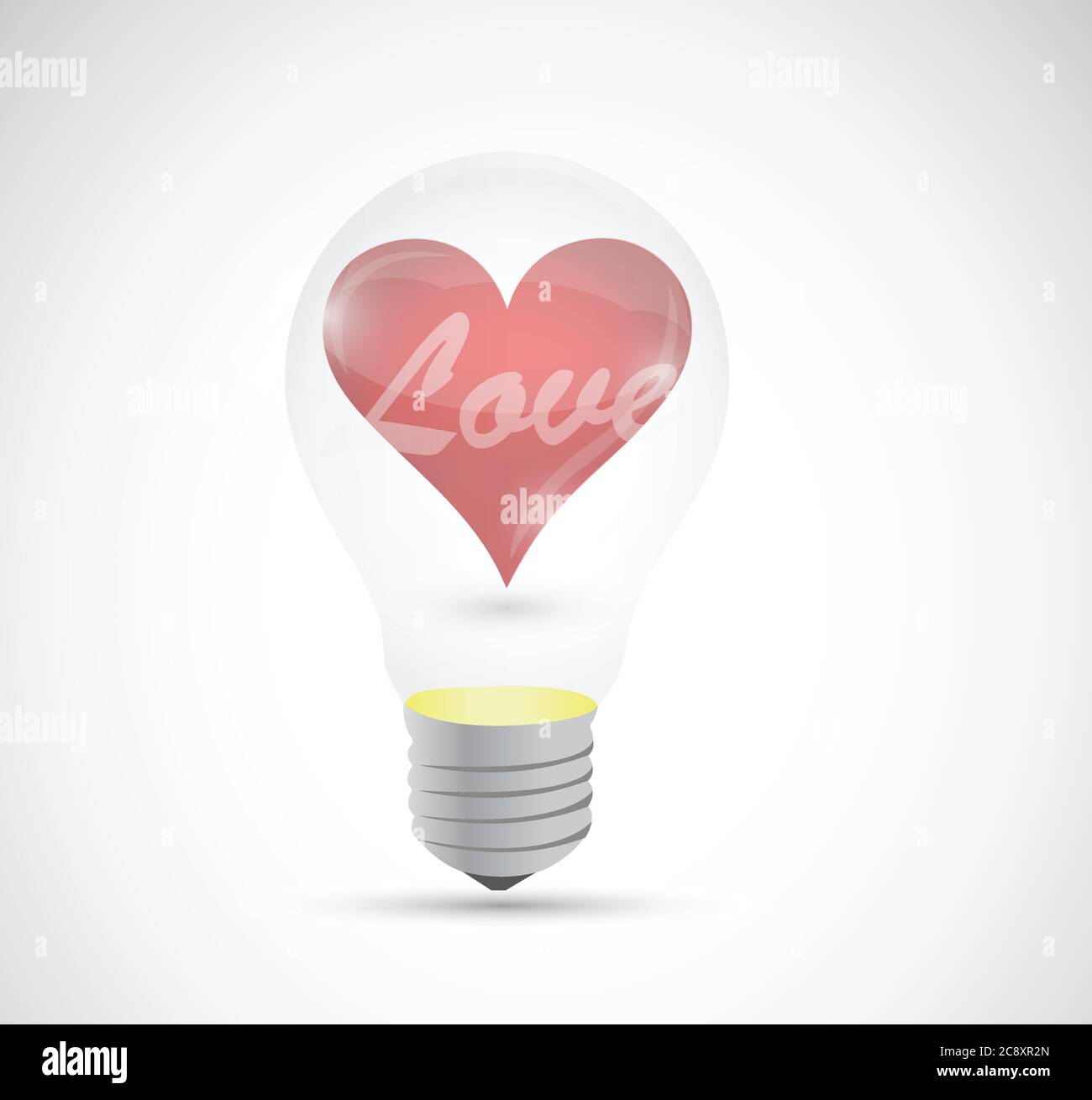 Love heart inside a light bulb illustration design over a white ...