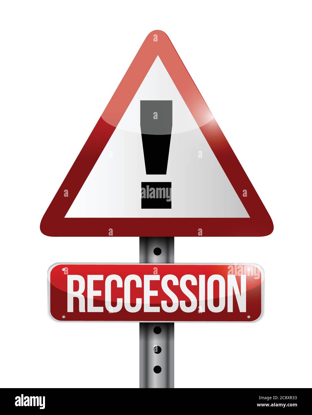 Recession warning sign illustration design over a white background ...