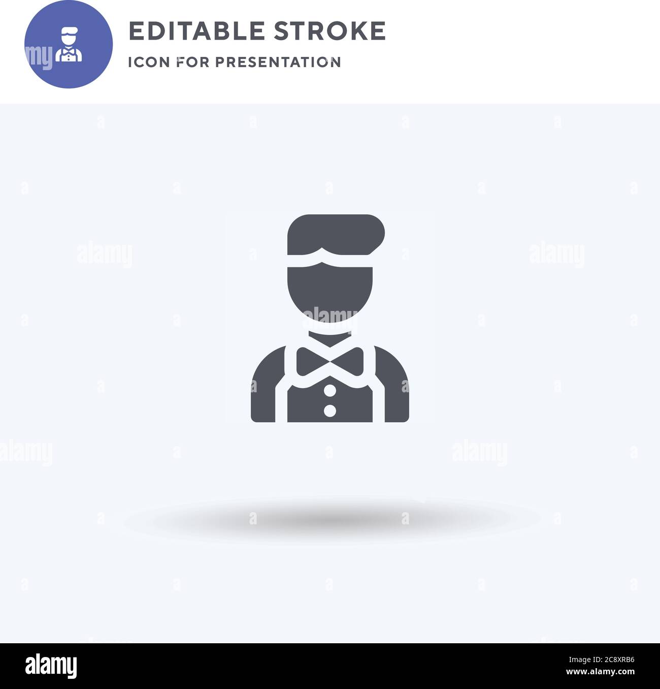 Waiter icon vector, filled flat sign, solid pictogram isolated on white ...