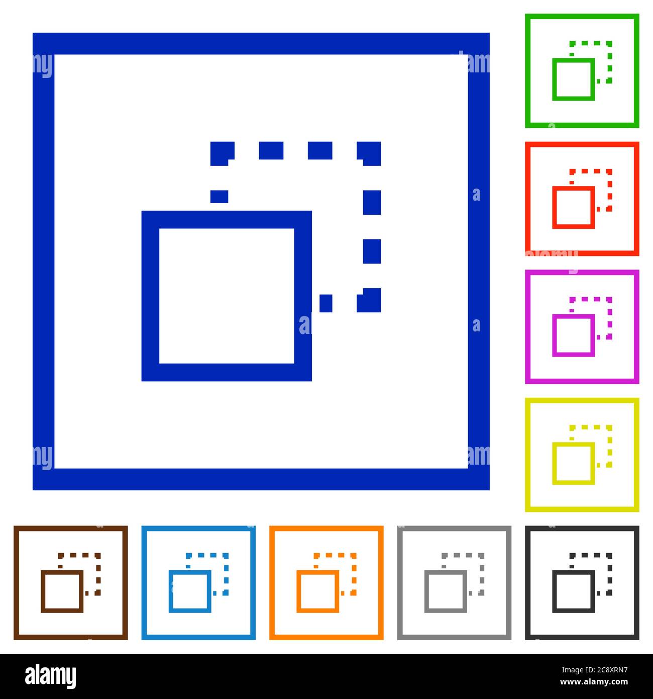 Set of color square framed send to back flat icons Stock Vector Image ...