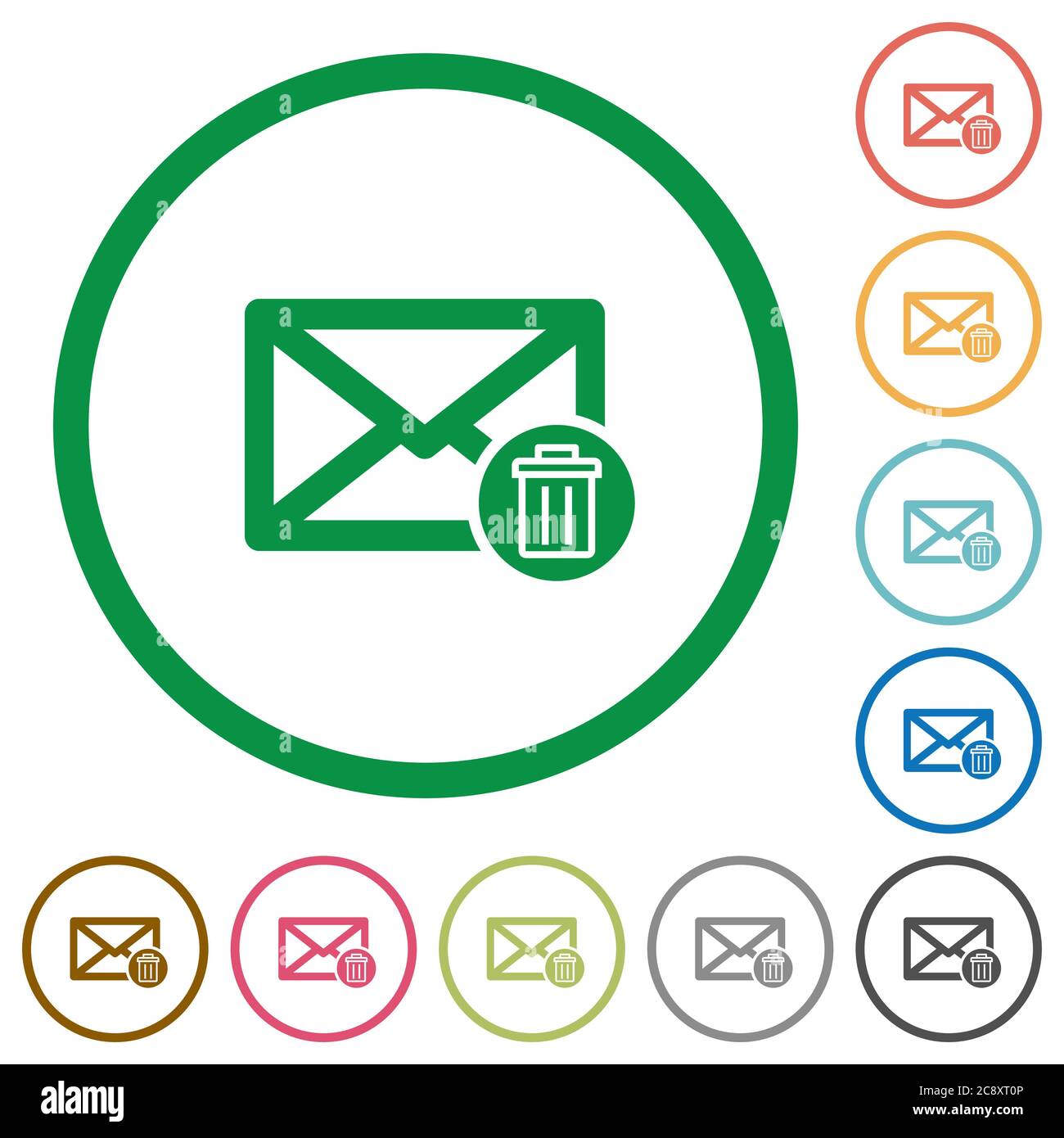 Set of draft mail color round outlined flat icons on white background ...