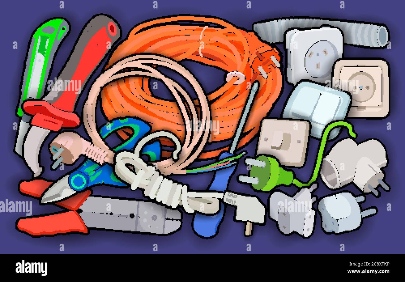 Cartoon doodle electrical instruments illustration Stock Vector Image ...