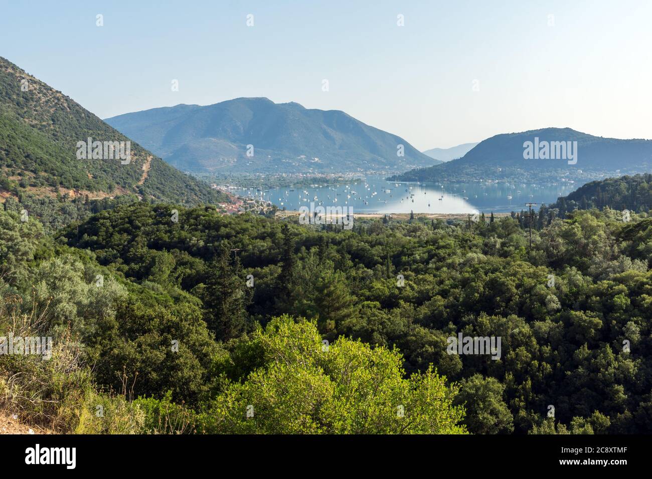 Amazing panorama of Nidri Bay, Lefkada, Ionian Islands, Greece Stock ...