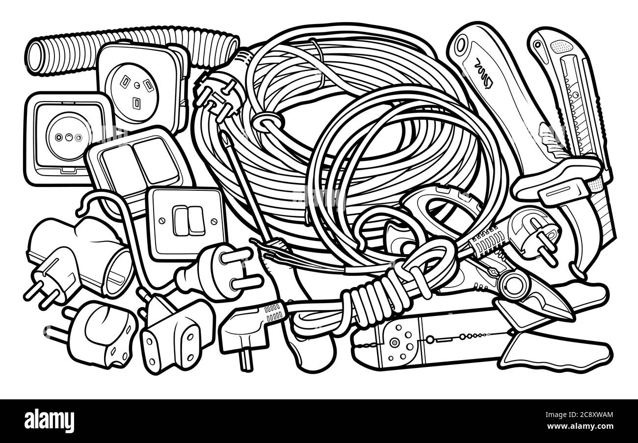 Cartoon doodle electrical instruments illustration Stock Vector Image ...