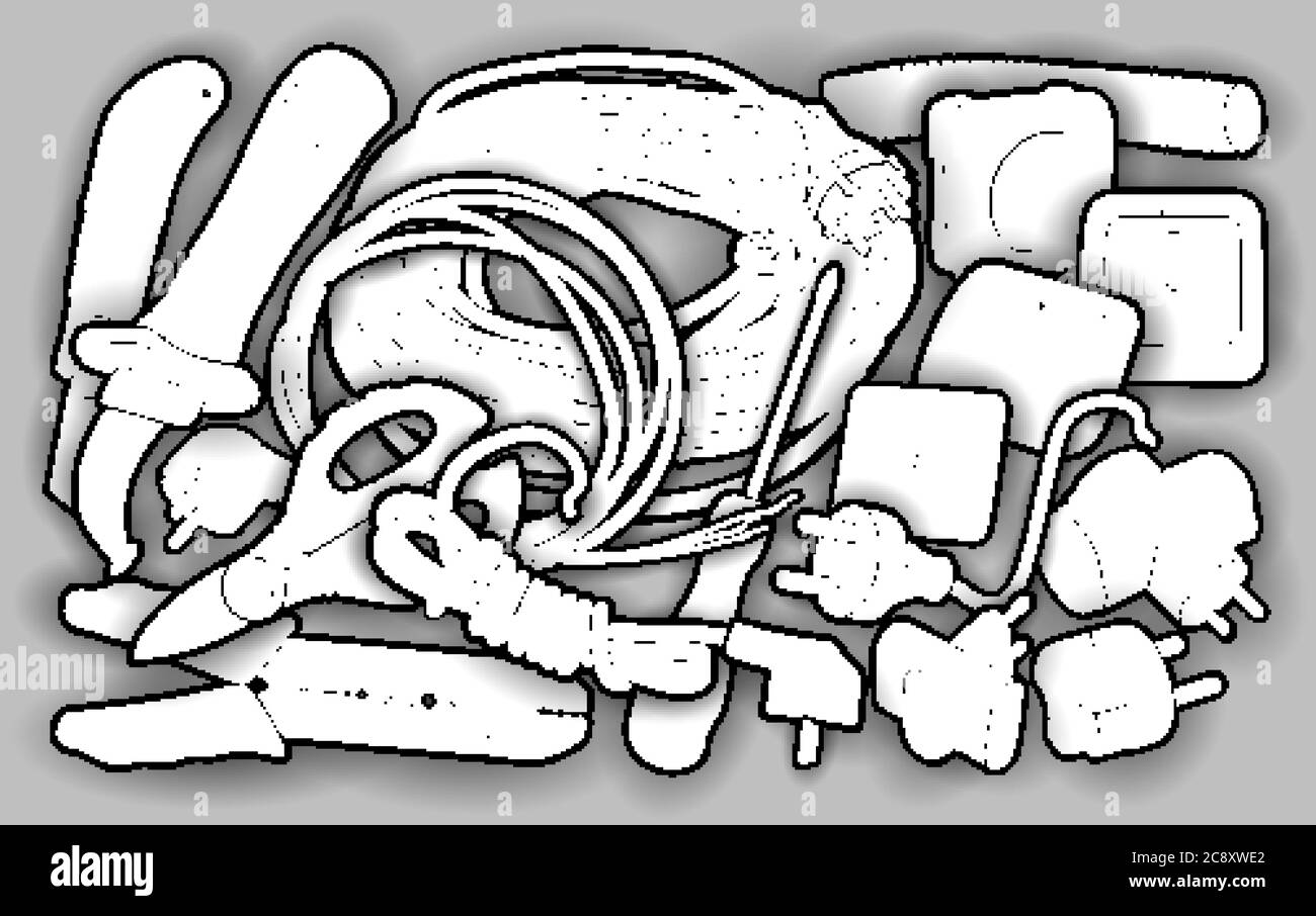 Cartoon doodle electrical instruments illustration Stock Vector Image ...