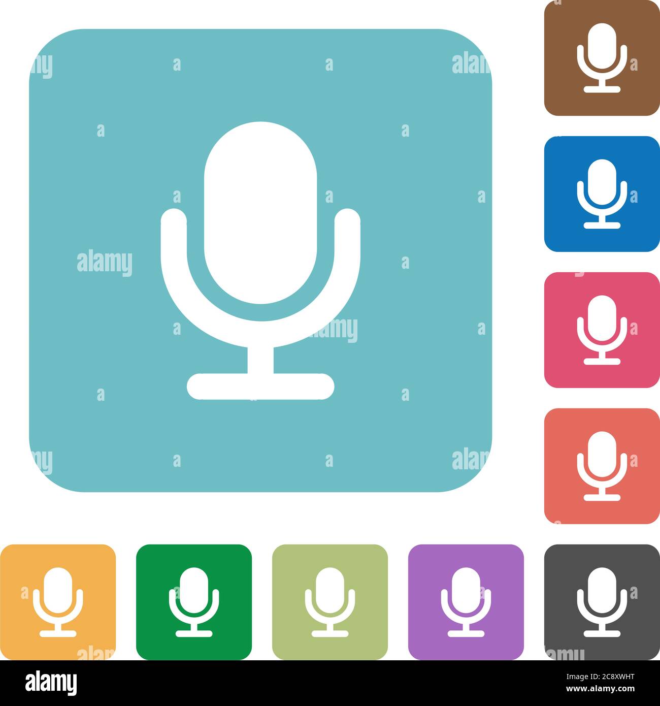 Flat microphone icons on rounded square color backgrounds Stock Vector ...