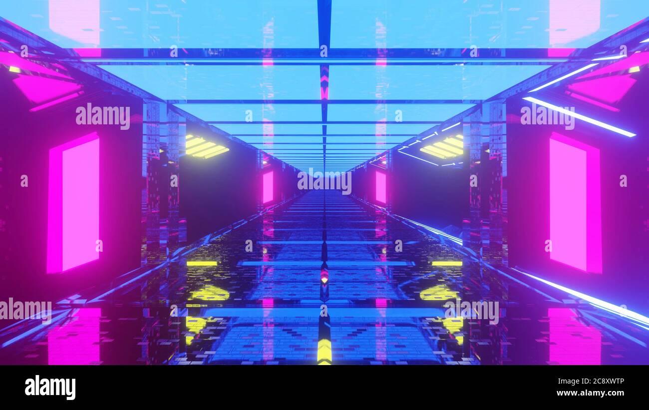 3d rendering of a cool sci-fi futuristic background with blue and ...