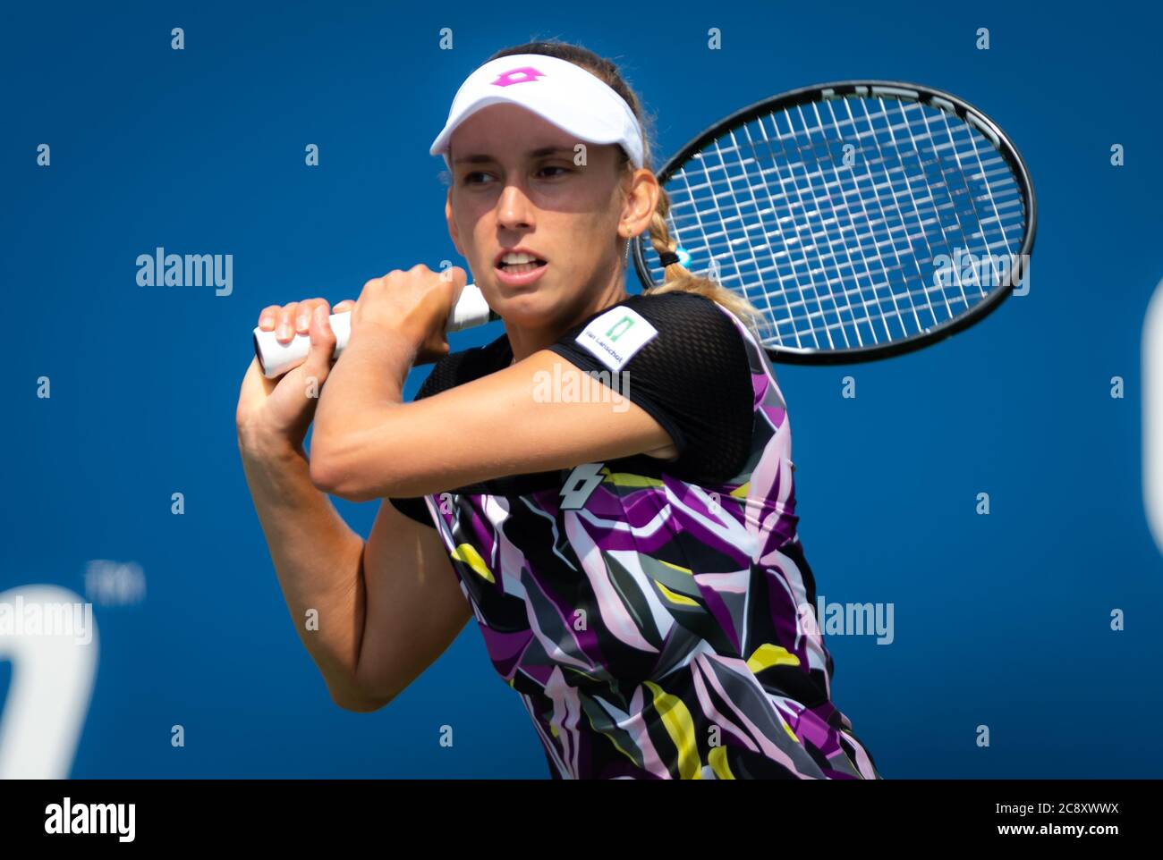 Elise Mertens of Belgium in action during her third-round match at the ...