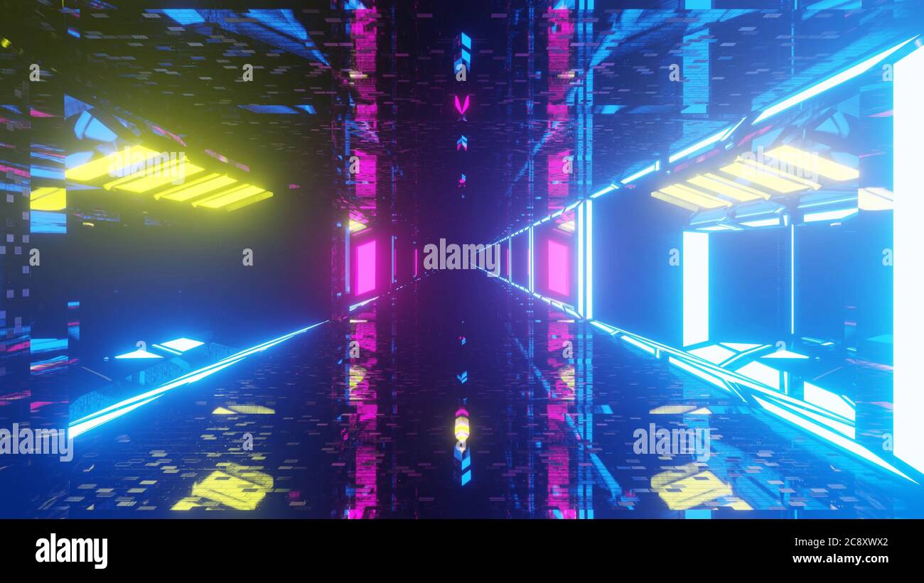 3d rendering of a cool sci-fi futuristic background with blue and ...