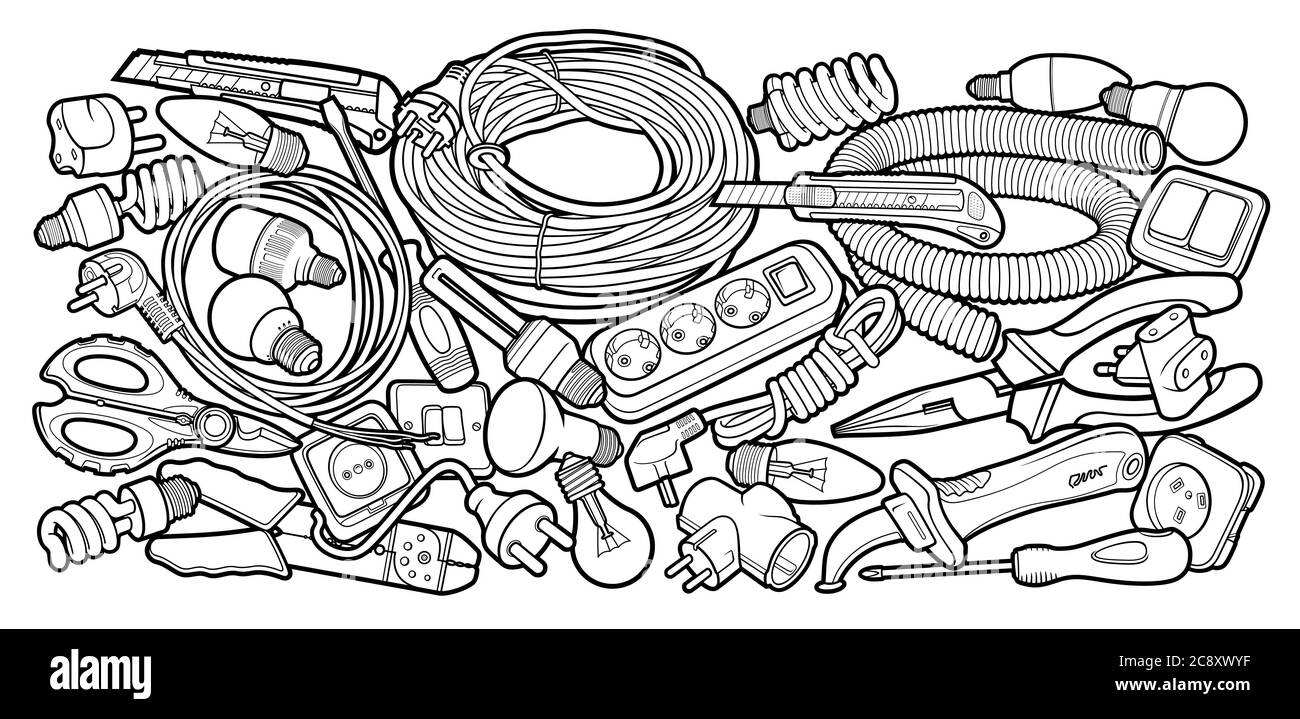Cartoon doodle electrical instruments illustration Stock Vector Image ...
