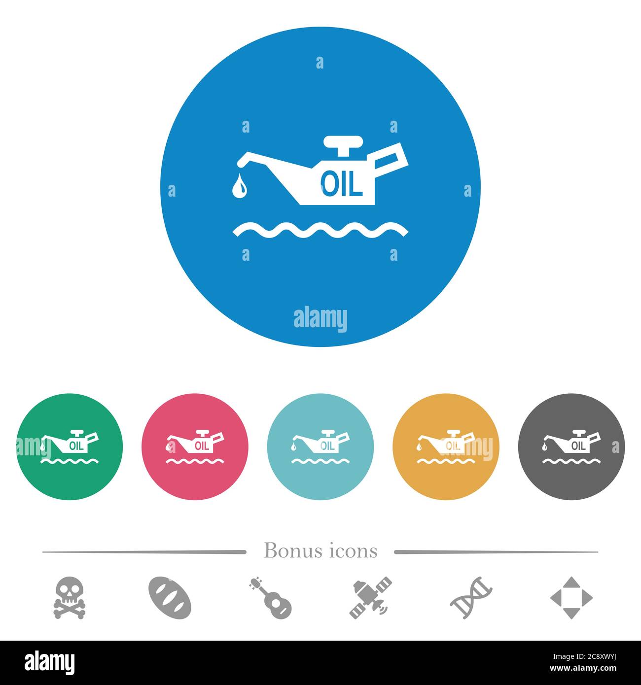 Oil level indicator flat white icons on round color backgrounds. 6 ...