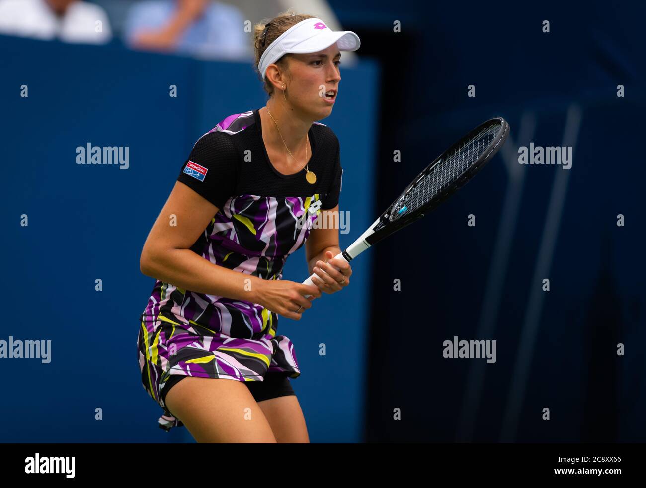 Elise Mertens of Belgium in action during her fourth-round match at the ...