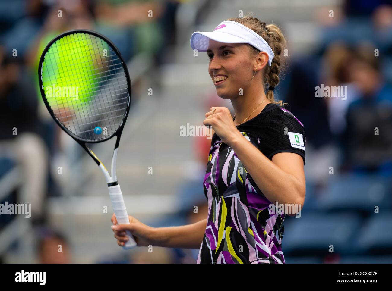 Elise Mertens of Belgium in action during her fourth-round match at the ...