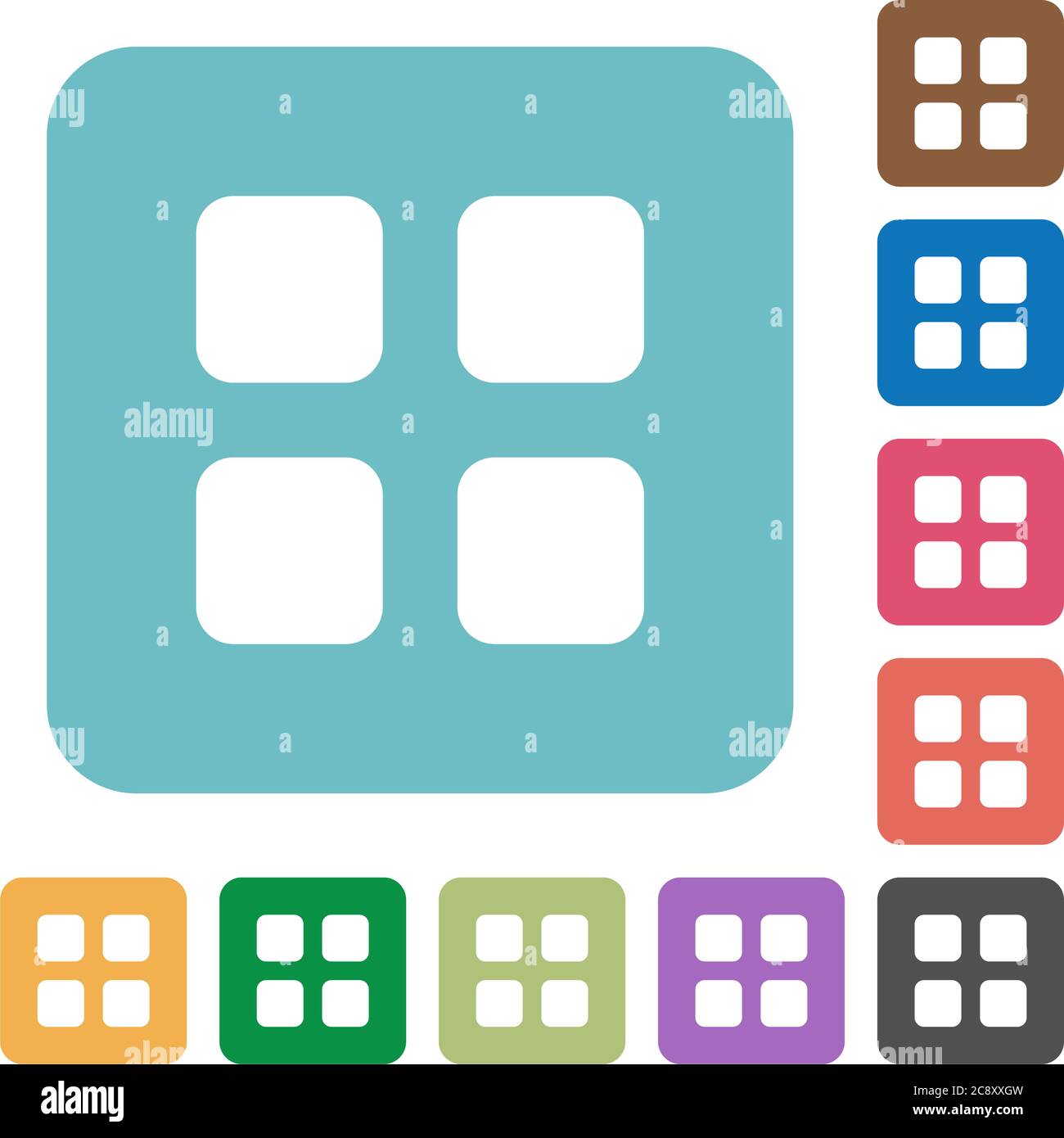 Flat large thumbnail view icons on rounded square color backgrounds ...