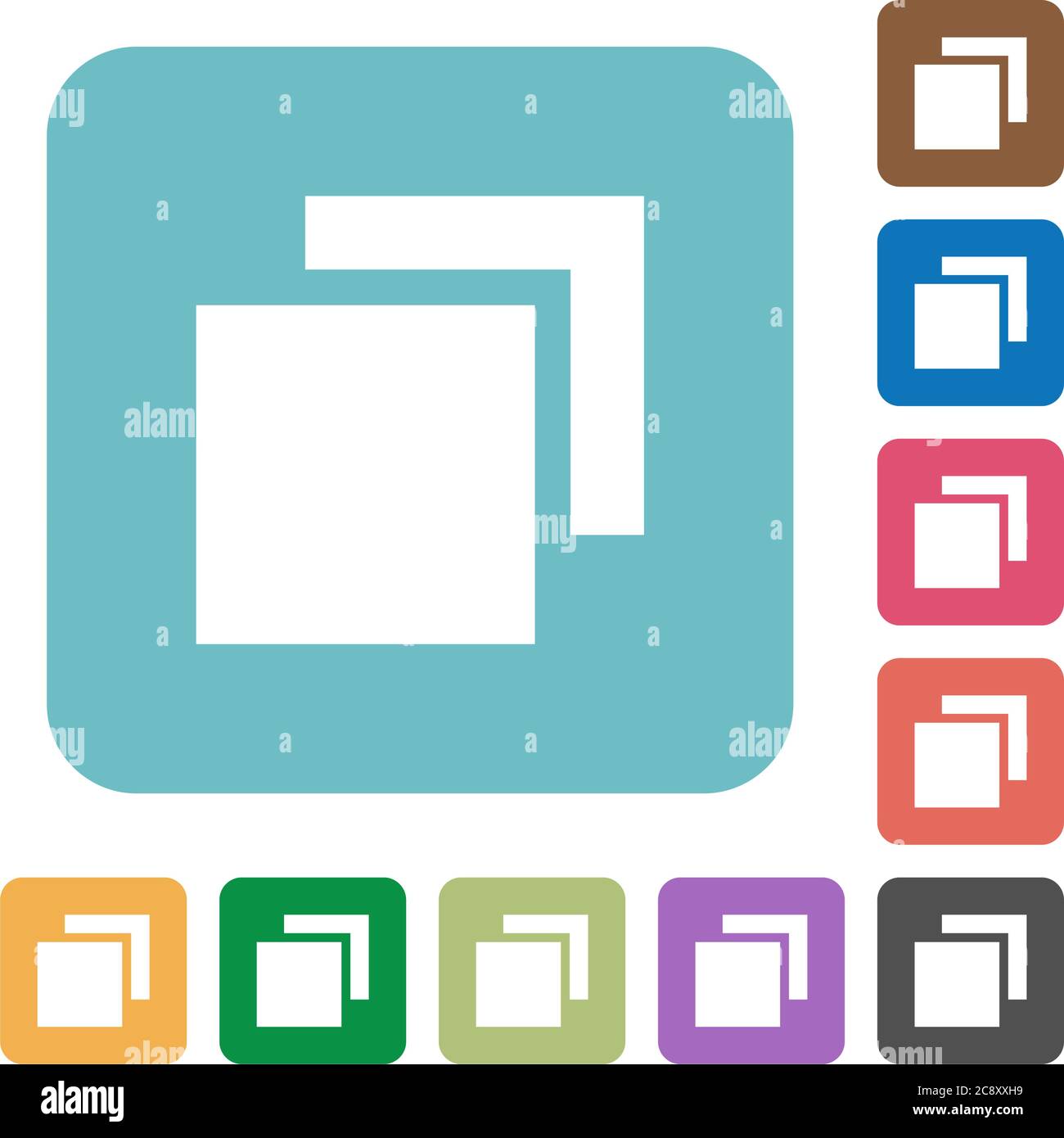 Overlapping elements flat icons on color rounded square backgrounds ...
