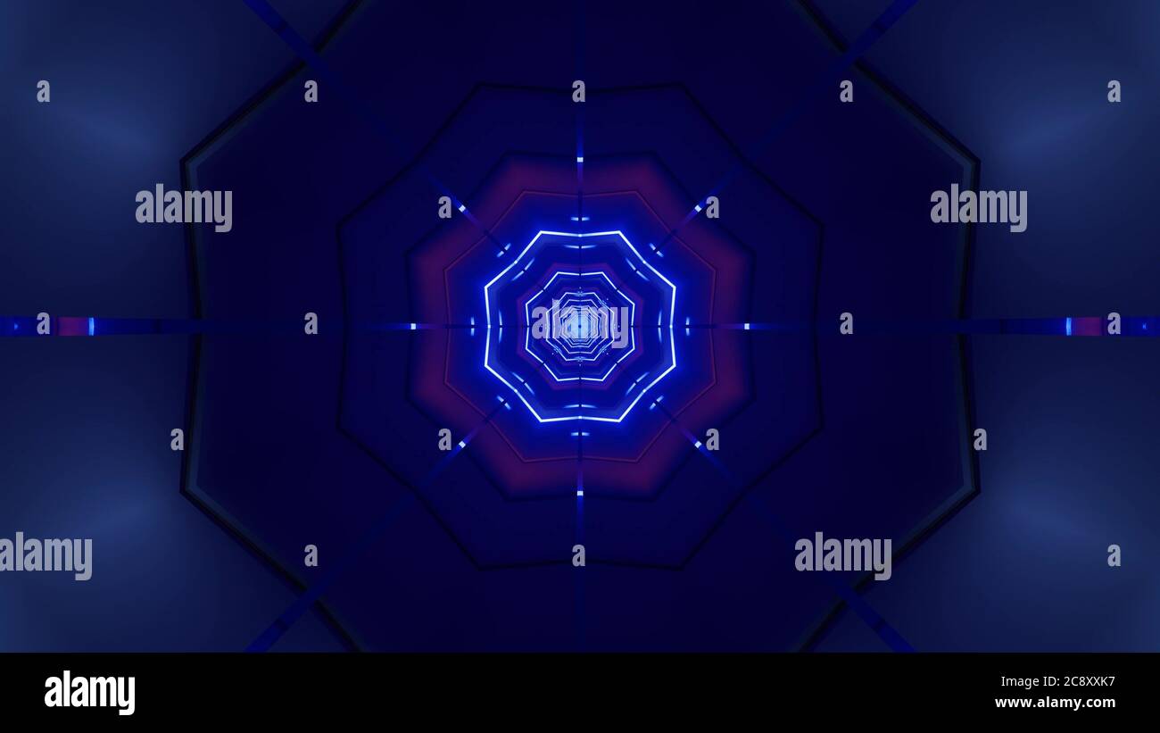3D rendering of a cool star shaped lights in blue and orange colors ...