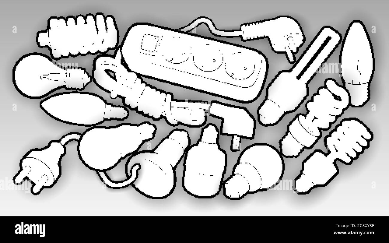 Cartoon doodles funny electrical instruments Stock Vector Image & Art ...