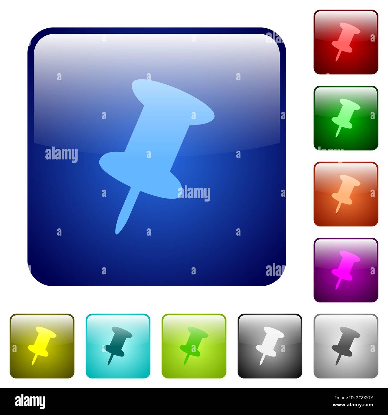 Push pin color glass rounded square button set Stock Vector Image & Art ...