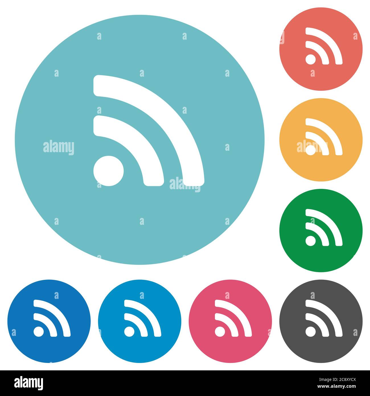 Flat radio signal icon set on round color background Stock Vector Image ...