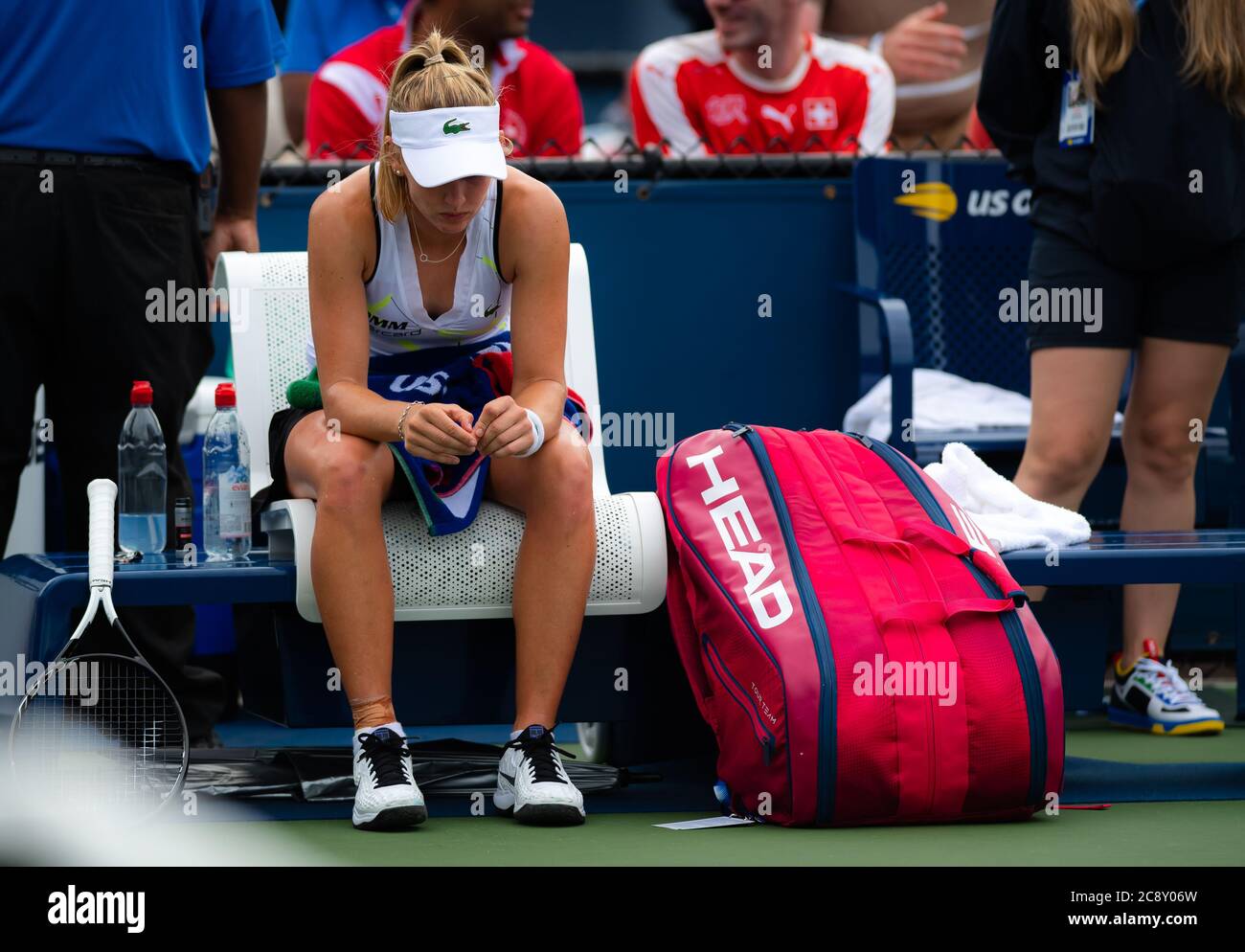 Jil Teichmann of Switzerland in action during her first-round match at ...