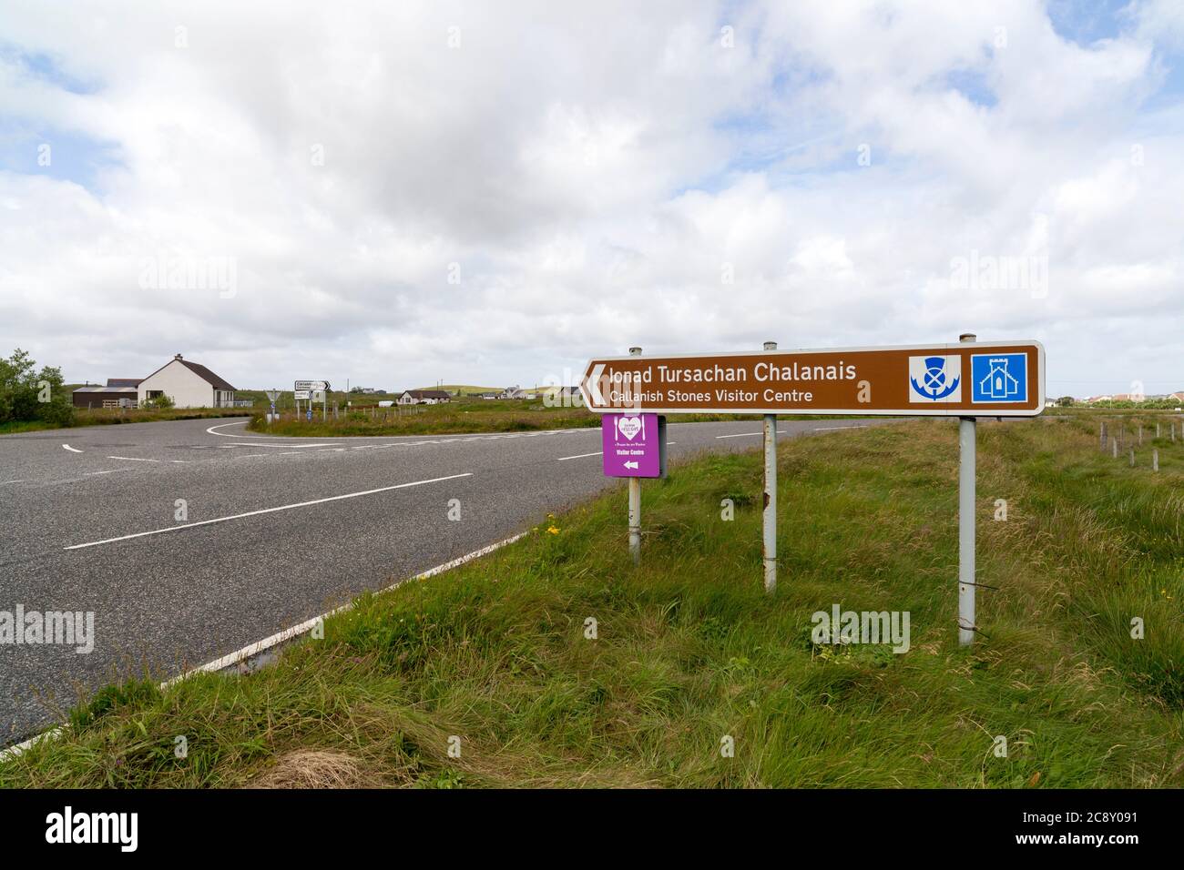 Tourist Road Sign to the Callanish Visitor Centre, Callanish, Isle of ...