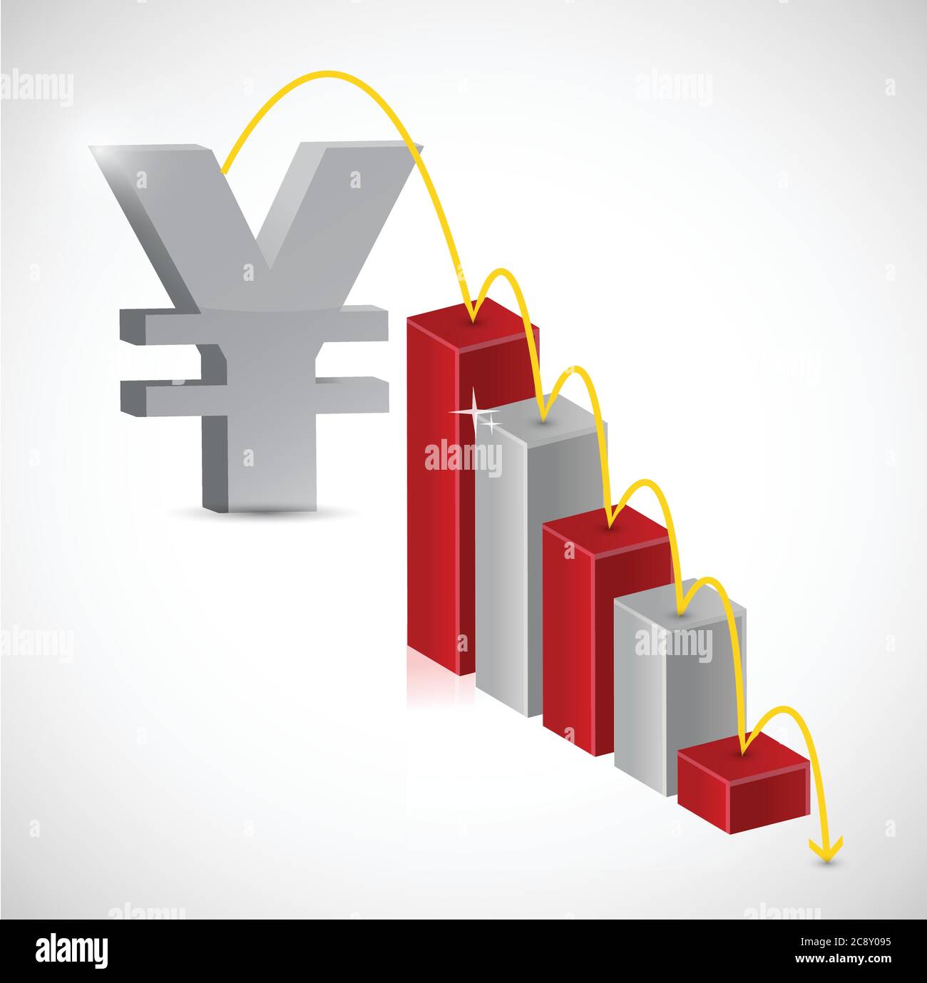 Yen price falling graph illustration design over a white background ...