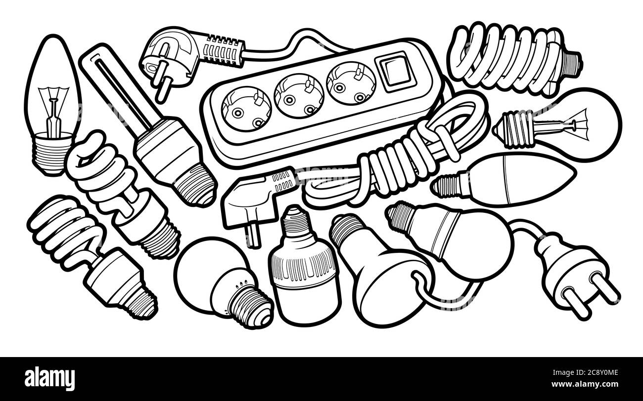 Cartoon doodles funny electrical instruments Stock Vector Image & Art ...