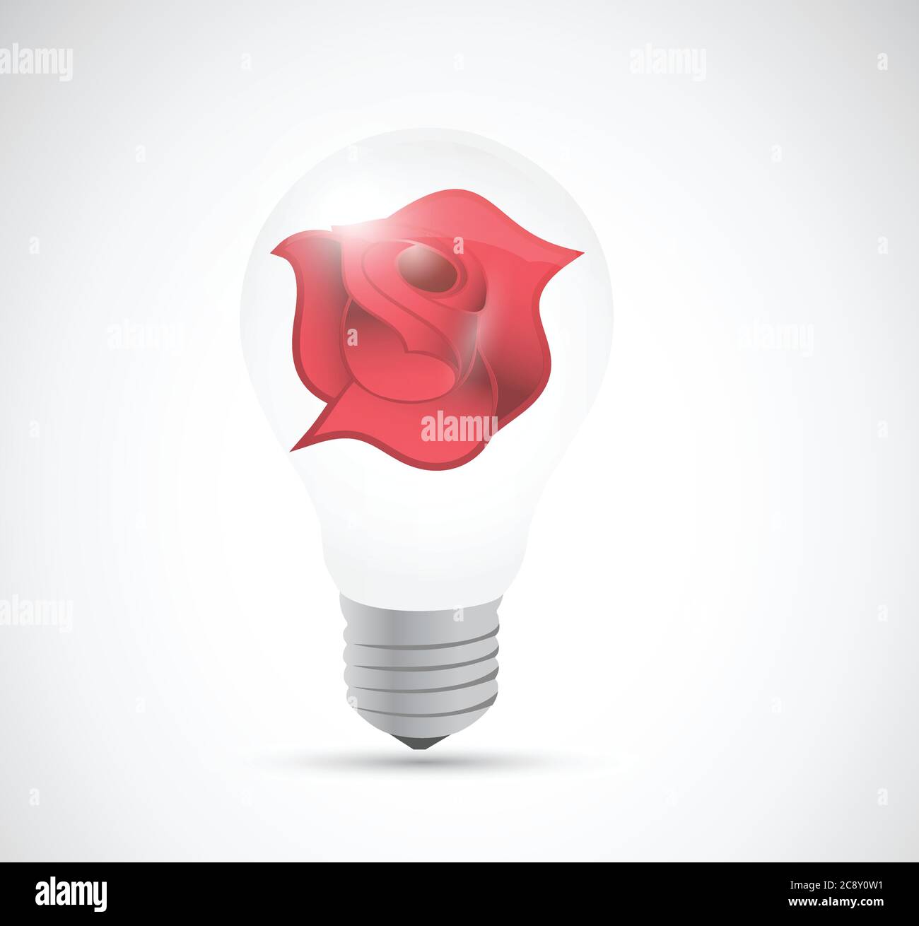 Light bulb and red rose illustration design over a white background ...