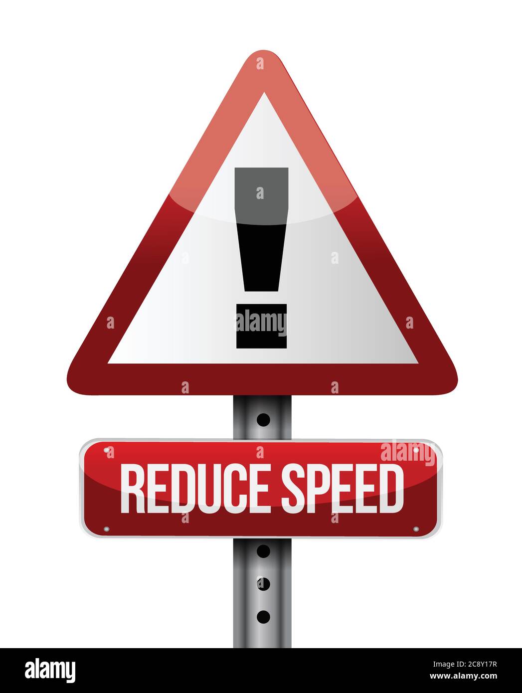 Reduce speed road sign illustration design over a white background ...