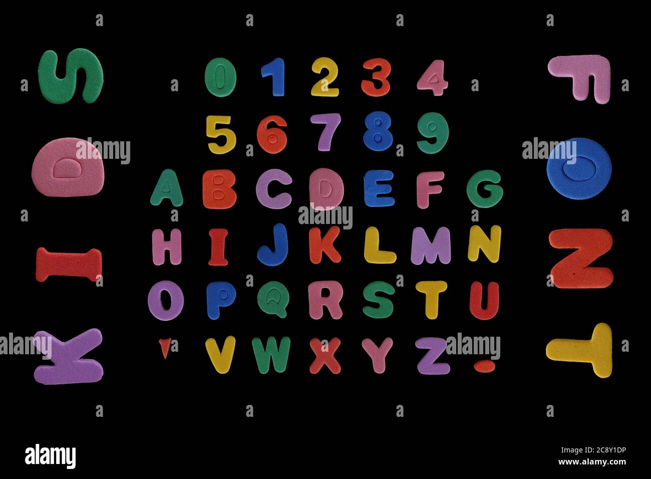 Kids font with filled counters colorful cutout foam letters alphabet ...