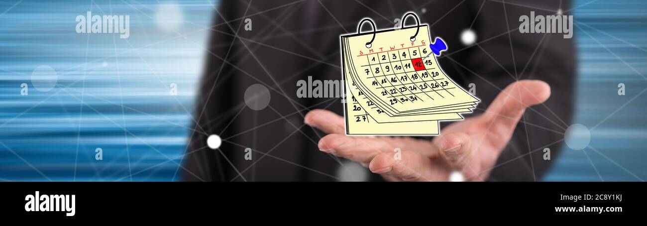 Calendar concept above hand hi-res stock photography and images - Alamy