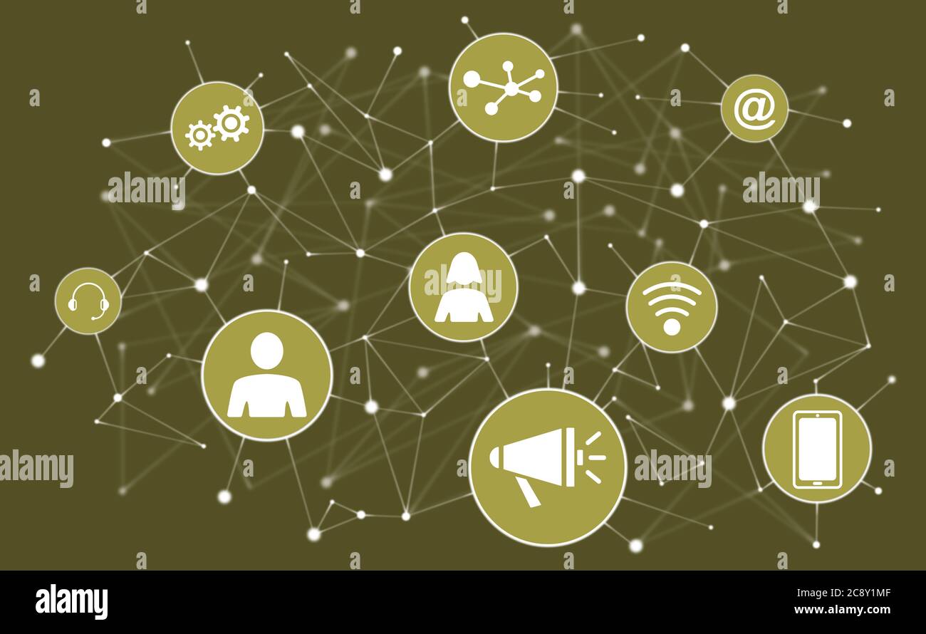 Concept of communication with connected icons Stock Photo - Alamy