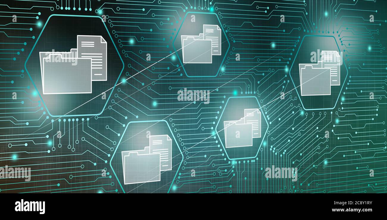 Illustration of digital data concept on dark background Stock Photo - Alamy