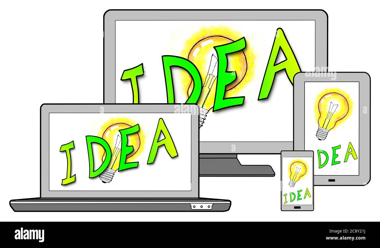 Idea concept on different devices, isolated on white Stock Photo - Alamy