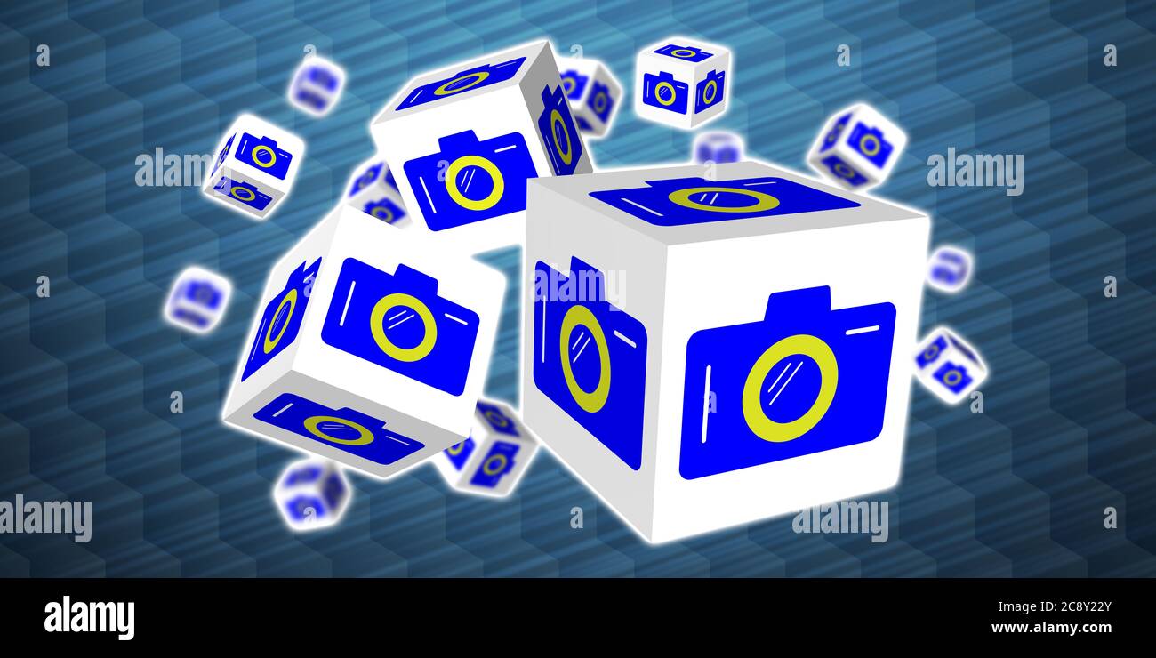 Illustration of a pictures sharing concept Stock Photo - Alamy